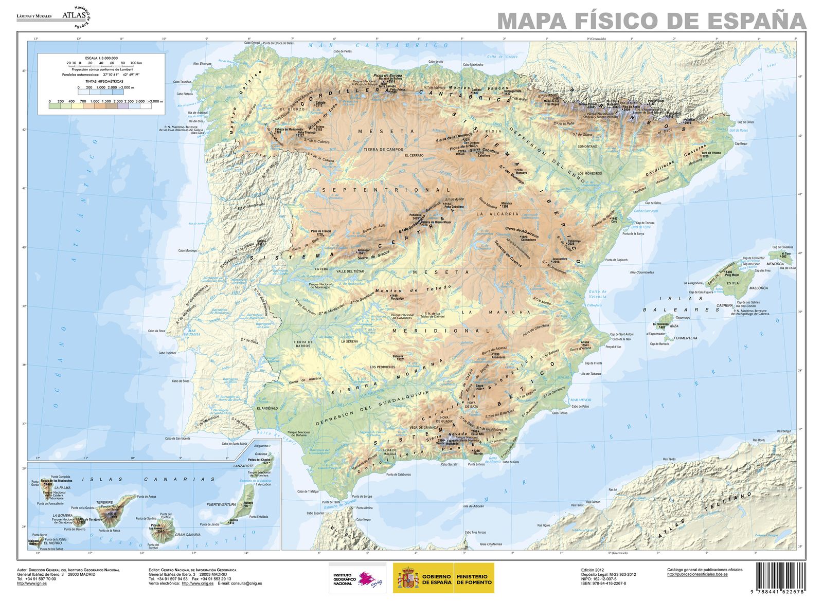 Archivo:Espana Mapa-fisico-de-Espana-1-3.000.000 2012 mapa 11999 spa ...